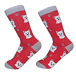 Westie Terrier Socks - Fun Unisex Socks - Crazy Pet Lover - Novelty Socks Funny Gifts for Dog Lovers - Cute Dog Pattern - Casual Crew Socks - One Size Fits most