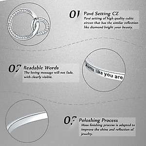 Aihitero Christmas Auntie Gift, Engraved ‘Aunts like You Are Precious & Few’ Interlocking Circles Bangle Bracelet, White Gold Women Jewelry, Birthday Valentine Day Xmas Present from Nephew and Niece