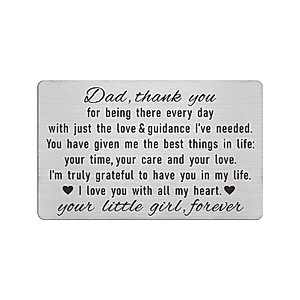 Laluminter Dad Gifts from Daughter - Thank You Dad Engraved Wallet Card Inserts - Father Fathers Day Christmas Keepsake