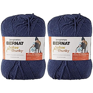 Bernat Big Ball Chunky Solid Yarn, 14 oz, Gauge 6 Super Bulky, 100% Acrylic, Faded Denim (Pack of 2)