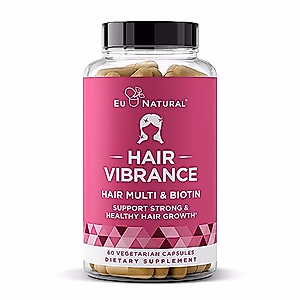 Vibrance Hair Growth Vitamins for Women – Grow Hair Faster, Healthier, and Stronger with Potent MultiBlend of Biotin & OptiMSM – Supports Thicker, Shinier Hair & Regrowth – 60 Vegetarian Soft Capsules
