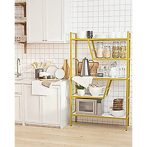 Teraves 5-Tier Adjustable Bookshelf Wood Bookcase with Metal Frame Book Shelf Organizer for Living Room/Bedroom/Study Room,46 Variants