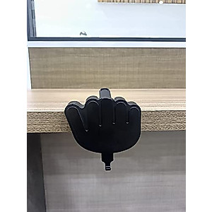 Middle Finger Key Holder Hanger, Funny Gift Key Hook, Self Adhesive Wall Retractable Key Holder for Home Decor Office 【Black / 1 Pack】