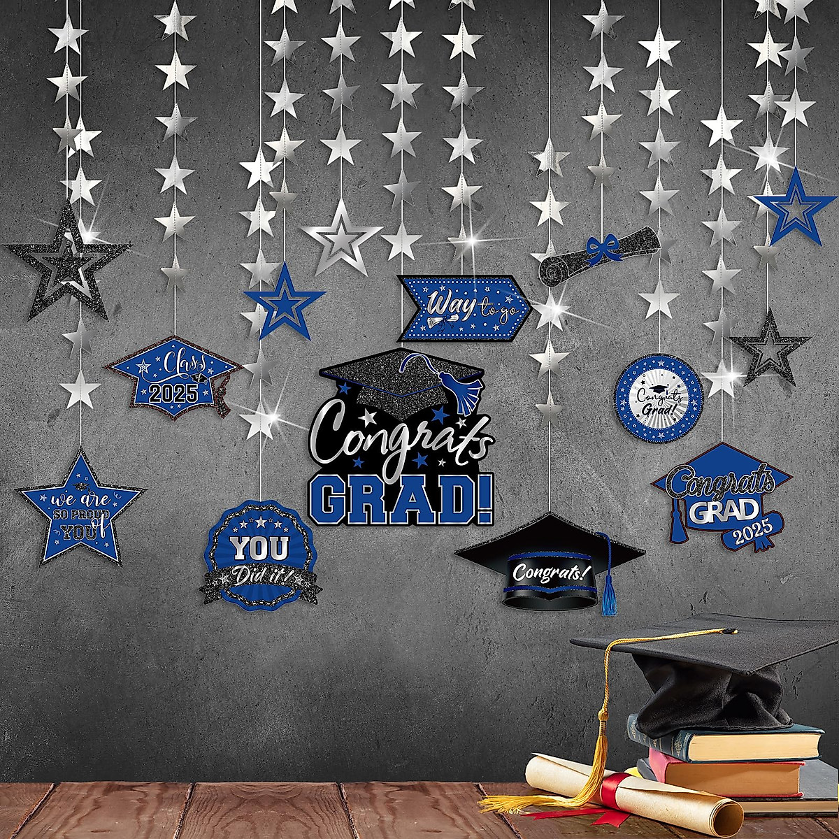 14 Pack Graduation Garland Class of 2022 Graduation Decoration Diploma Hat Star Congrats Garland Banner Congrats Grad Streamers Backdrop for Graduation Party Supplies College Grad Decor (Orange)
