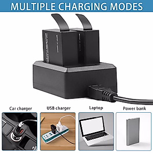 3x1350mAh Action Camera Batteries Rechargeable Compatible with Victure AC940/AC960,Campark V40,PG1350 Replacement Battery with USB Charger