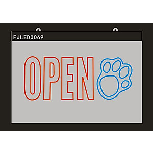 Bar Neon Light Sign Open. With Dog Paw Print. Pet Grooming St6-j0792 Lamp Neon Like Led Signs For Wall Decor