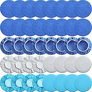 40 Pieces Buffer Pads Cover Car Polisher Bonnet Orbital Buffer Bonnets Microfiber Bonnet Waxers Bonnet Set Including 24 Microfiber 8 Plush 8 Non Woven for Polisher (9-10 Inch)