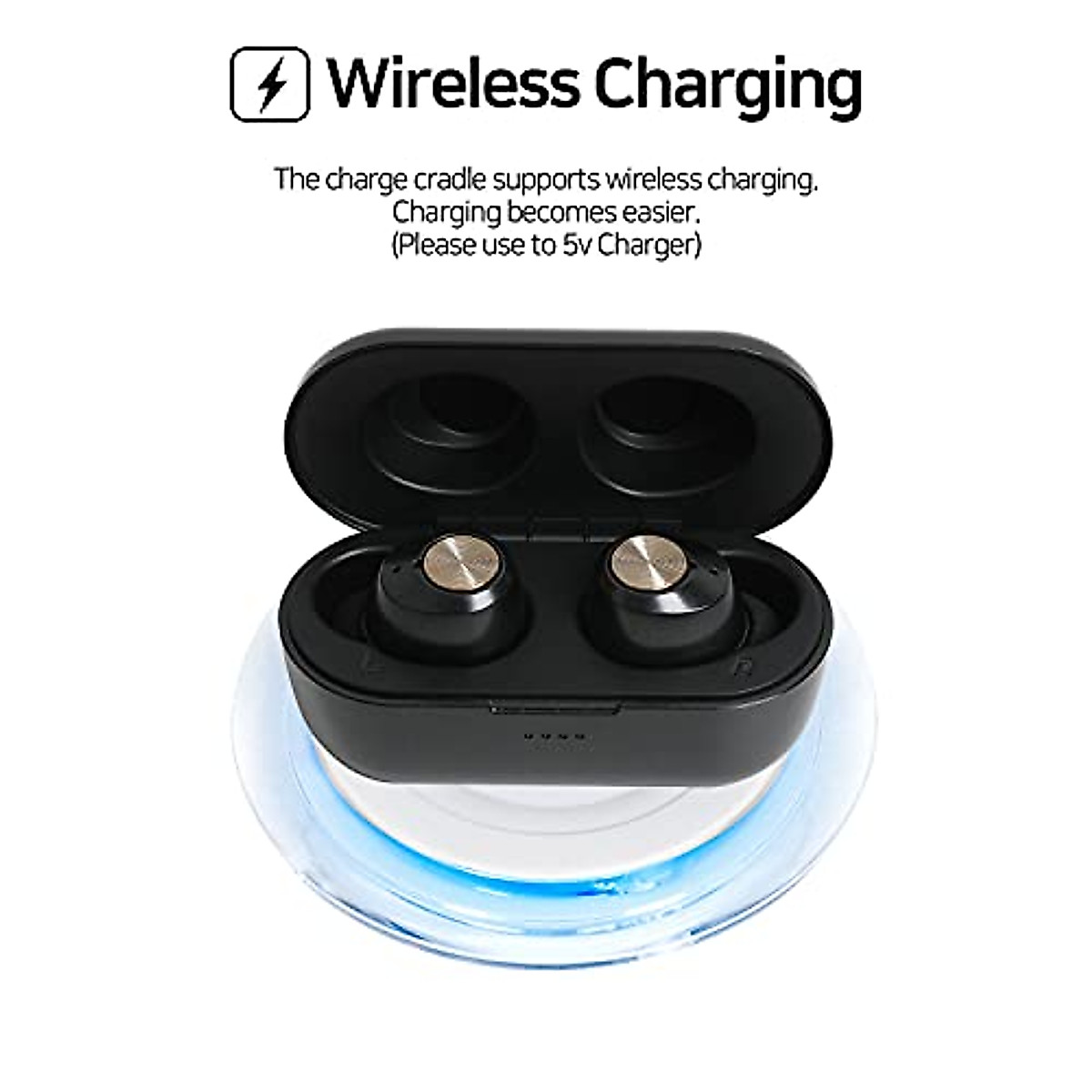 Summonerbuds NABI Black Bluetooth 5.0 True Wireless Earbuds IPX5 Waterproof, in-Ear Earphones with Microphone, Wireless Chargable