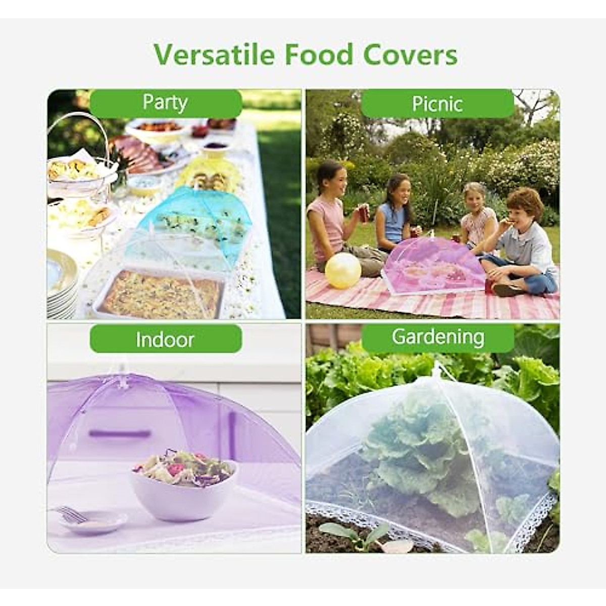 HBlife 6 pack Colored Large Pop-Up Mesh Food Cover Tent,17 Inches Food Protector Covers Reusable and Collapsible Outdoor Picnic Food Covers Tent For Parties Picnics, BBQs