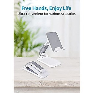 Foldable & Portable Cell Phone Stand with Silicon Pad,Adjustable Angle Height Tablet Desktop Holder Compatible with iPhone 14 Pro Max,Samsung Galaxy S20 and Other 4-8'' Smartphone