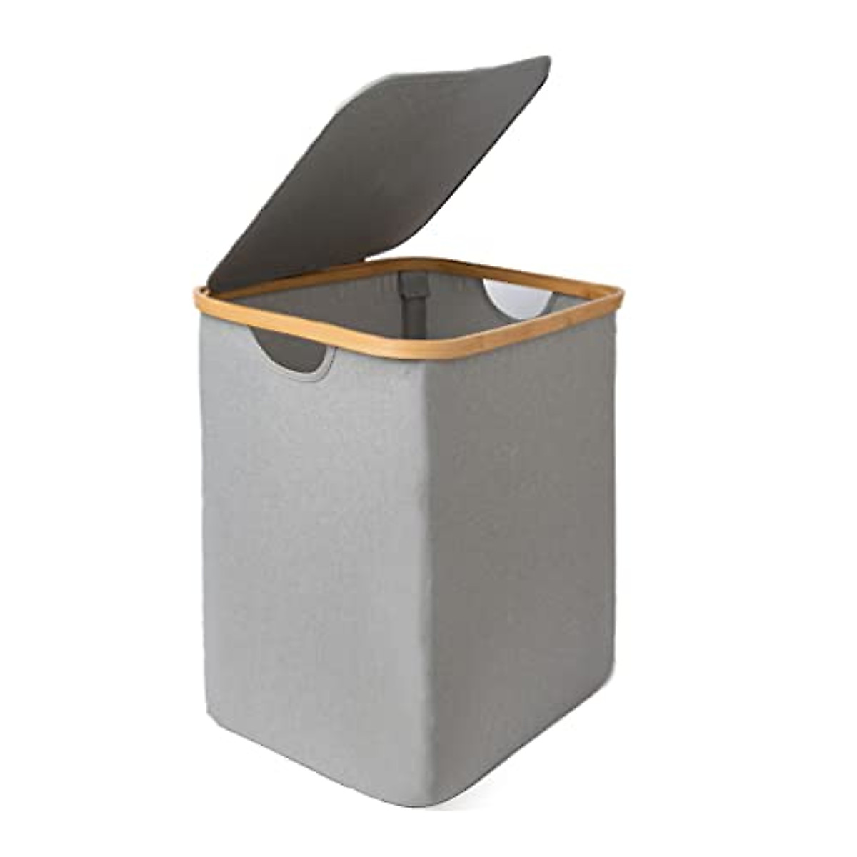 60L Capacity Bamboo Laundry Basket with Lid & Handle, Foldable Laundry Basket, Hamper