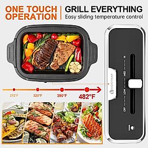 Indoor Electric Grill Appliance Griddle Party Electric Skillets Set with 5 Removable Nonstick Plates for Grilling, HotPot, BBQ, Dessert,Stir Fry, Paella Pasta Pot, All in One Cooking Machine