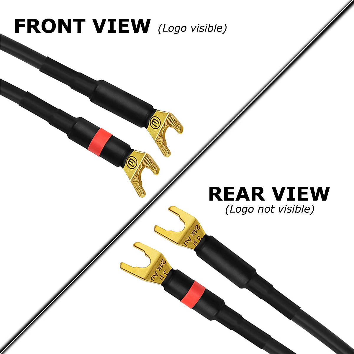 WORLDS BEST CABLES 12 Foot - Coaxial Audiophile Speaker Cable Pair Custom Made Using Mogami 3082 Wire & Eminence Gold Plated Banana & Spade Plugs
