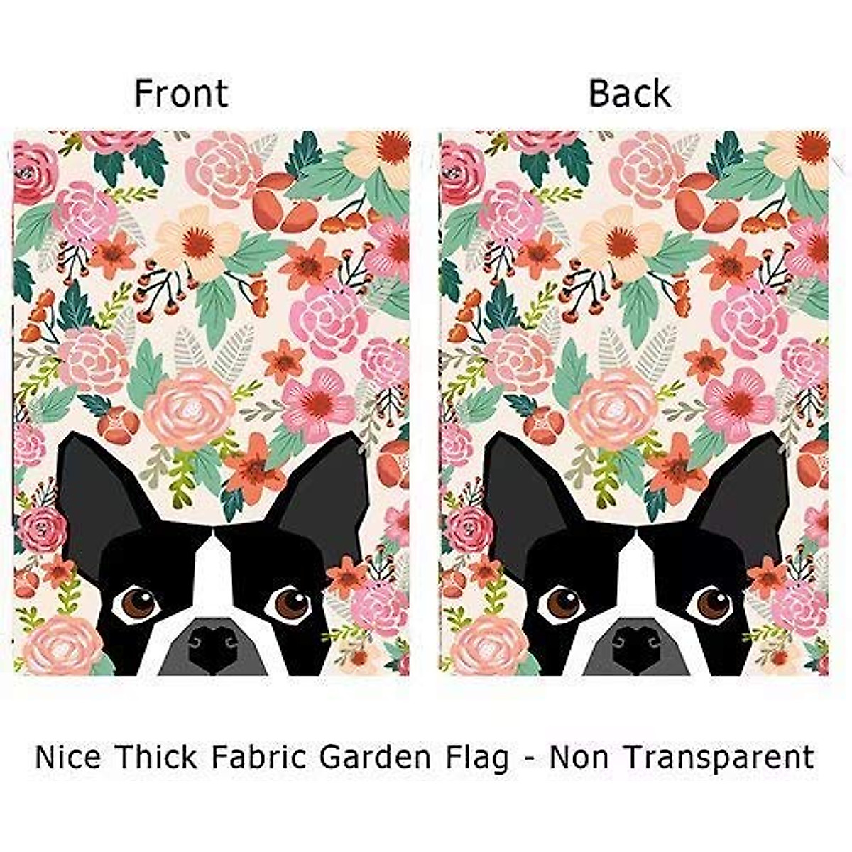 Boston Terrier Garden Flag Small - Flower Dog House Flag Welcome Holiday Yard Flag Spring Garden Decor Dogs Flag Banner Double Sided Outdoor Flags 12x18