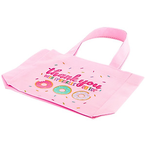 BLUE PANDA - 24 Pack Donut Goodie Bags - Pink Donut Theme Party Favor Totes for Girl's Birthday, Baby Shower, Special Event (6.5 x 7 x 2 In)