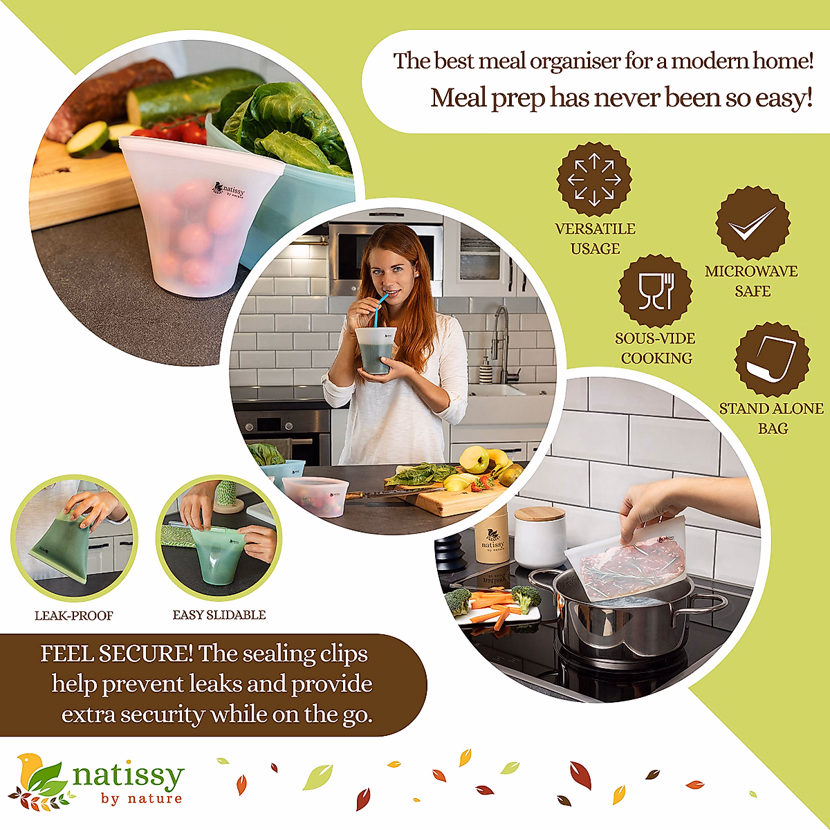 Reusable Bags Silicone, 8-Pack Silicon Storage Food Bags for Sandwich, Snacks and Lunch, Large & Small Silicone Bags Reusable Storage, Thick Silicone Food Containers, Freezer Baggies Dishwasher Safe