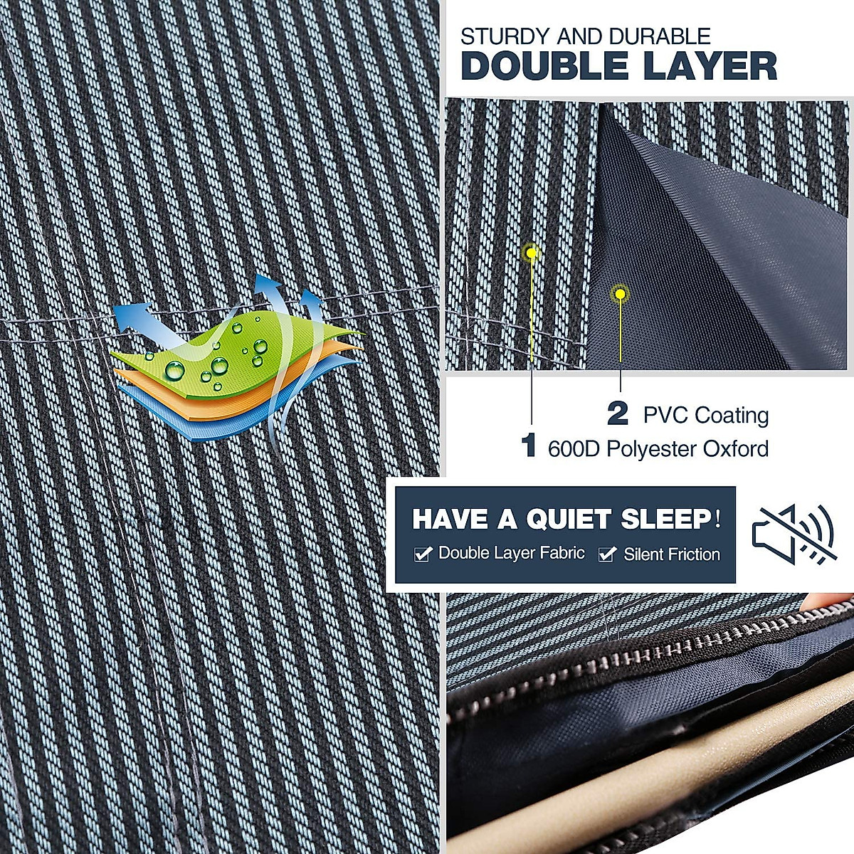 REDCAMP Oversized Folding Camping Cots for Adults 500lbs, Double Layer Oxford Strong Heavy Duty Extra Wide & Large Sleeping Cots，Dark Grey 2-Pack