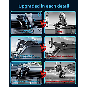 Upgraded Phone Mount for Car,[Easy One Touch Button] Car Phone Holder Mount for Dashboard Windshield Air Vent,Car Accessories for iPhone, All iOS & Android Cell Phone Gifts for Men