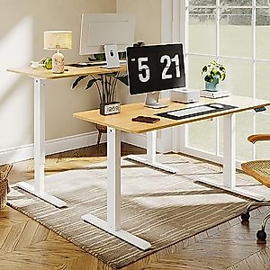 SANODESK Standing Desk Adjustable Height, 55x24 Inch Stand up Desk for Home Office Computer Desk with Memory Preset(55x28 Joint Boards,Maple)