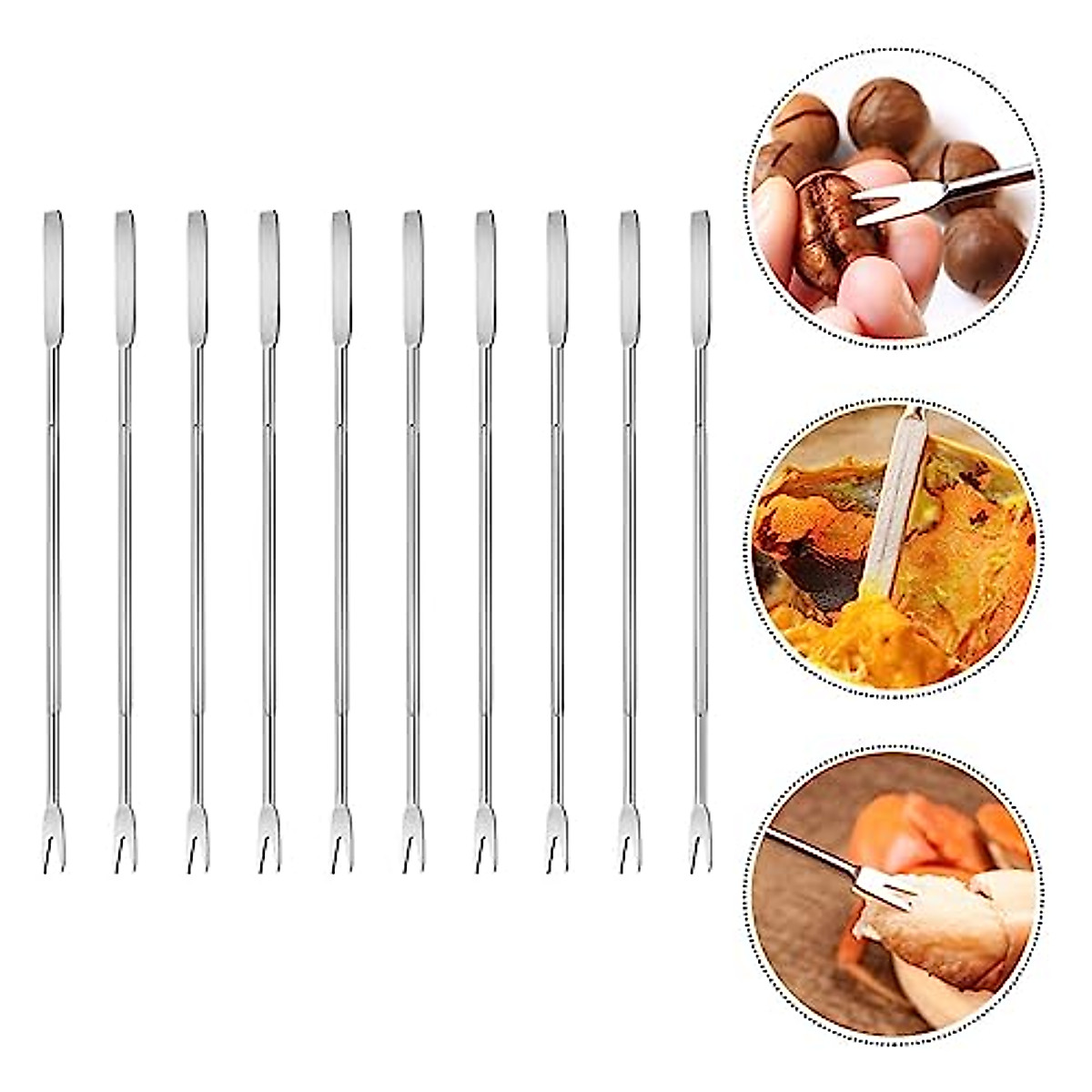 Multitools 10pcs Seafood Forks Picks Stainless Steel Crab Peeling Needle Nut Picker Tool Seafood Plier Walnut Tools Lobster Crab Leg Plier Crab Picks Household Tools