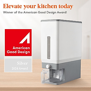 Lifewit Large Rice Dispenser Container 25.4 Lbs, Airtight Cereal Storage Containers with Measuring Cup, Sealed Moisture Proof Rice Bucket, Dry Food Grain Flour Soybean for Kitchen Household, BPA-Free