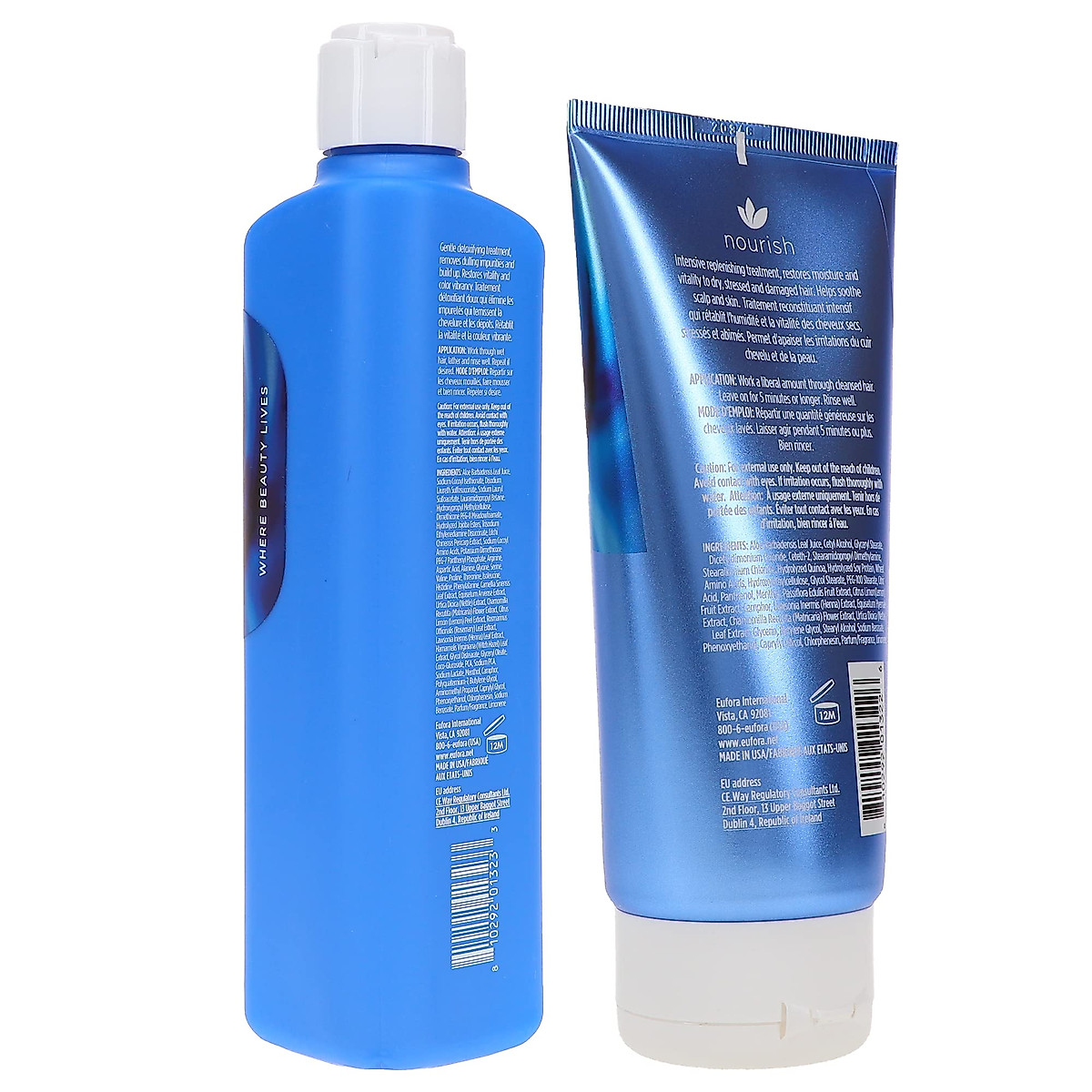 Eufora Nourish Urgent Repair Shampoo 8.45 oz & Urgent Repair Treatment 6 oz With Beautify Comb