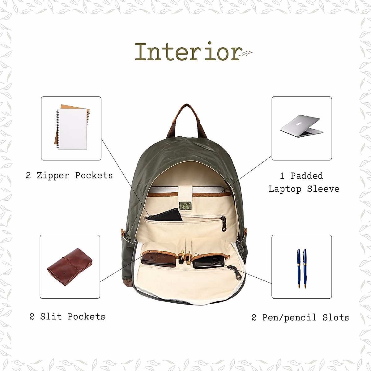 TSD Urban Canvas Backpack,Durable Hiking Lightweighted Casual Daypack Backpacks,Sturdy Travel Backpack Perfect for Work and Travel