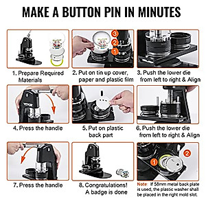 VEVOR Button Maker Machine, Multiple Sizes 1.25+2.25 Inch Badge Punch Press Kit, Children DIY Gifts Pin Maker, Button Making Supplies with 500pcs Button Parts & Circle Cutter & Magic Book