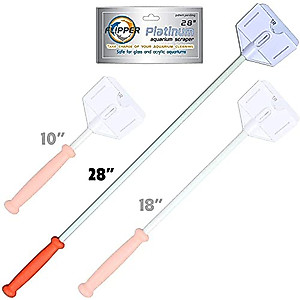 FL!PPER Flipper Platinum Aquarium Hand Scraper Tool – Glass and Acrylic Fish Tank Cleaner – Aquarium Glass Cleaner - Aquarium Glass Scraper with Serrated Blade 28"