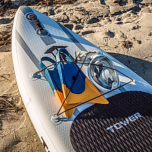 TOWER Inflatable 10’4” Stand Up Paddle Board - (6 Inches Thick) - Universal SUP Wide Stance - Premium SUP Bundle (Pump & Adjustable Paddle Included) - Non-Slip Deck (Adventurer 2-10'4")