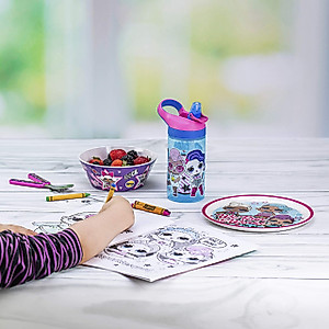 Zak Designs L.O.L. Surprise! Series Kids Plate, Bowl, Water Bottle & Flatware Set, Series 1-3 Characters, 5-piece set