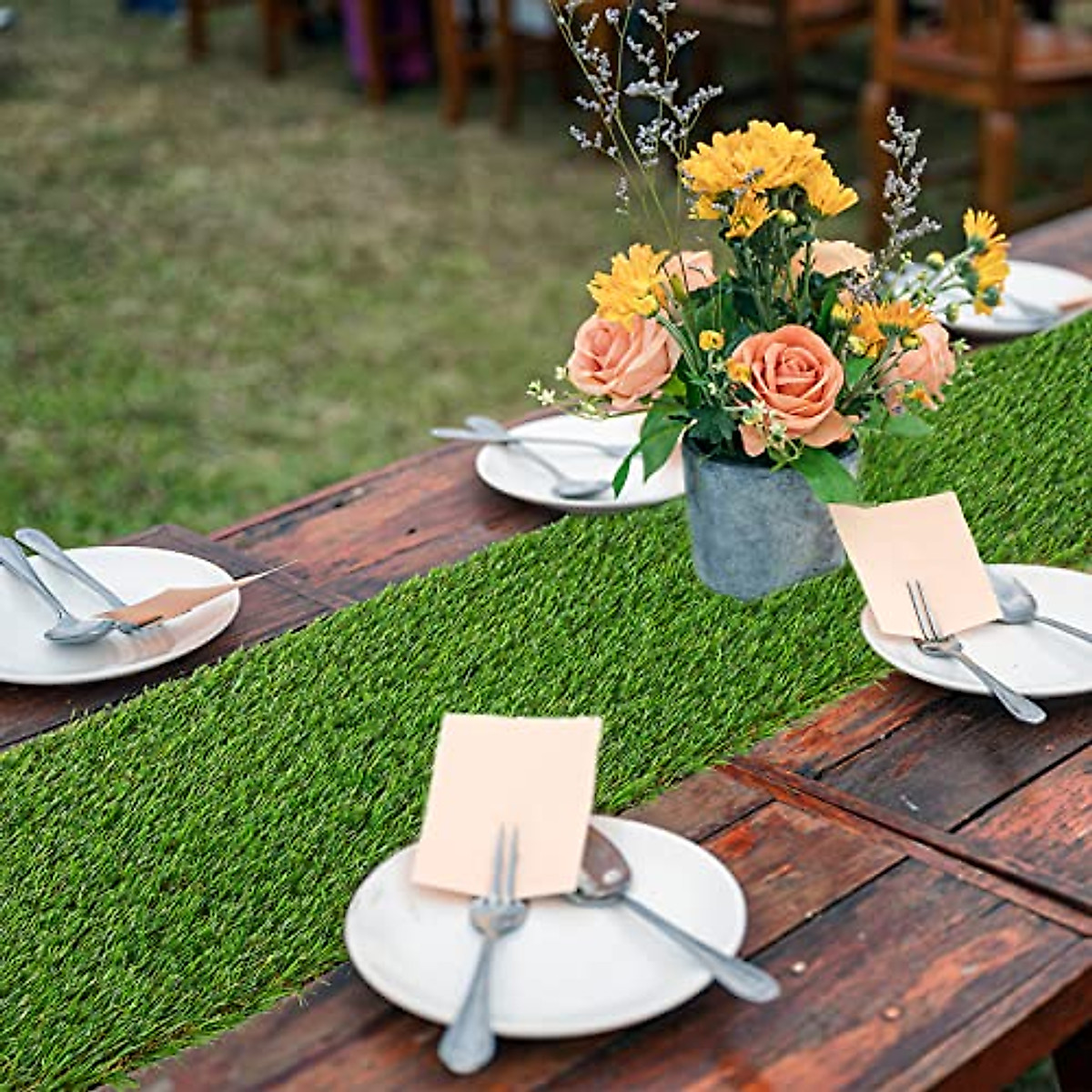 GLOBREEN Artificial Grass Table Runner Decorations for Party, Wedding, Birthday, Baby Shower, Sport Theme, 12" x 36"