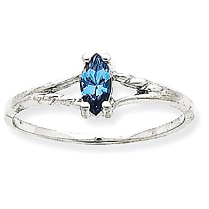 IceCarats 10K White Gold Blue Topaz Ring Gemstone Band December Birthstone Jewelry Size 6
