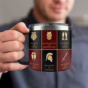 FROOBLEQUIRK The Armor of God Christian Tumbler for Men, 14Oz Religious Cup – Pastor Appreciation, Gospel of Peace Gift, Christmas & Birthday Gift for Men Women