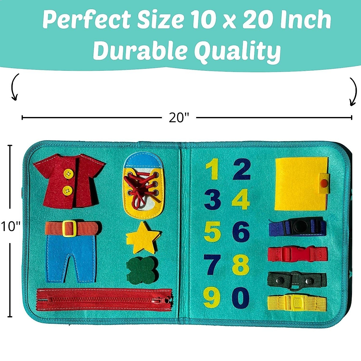 SousBear Toddler Busy Board 1+ Year Old, Sensory Board for Toddlers 2 3 4, Engaging Activity Board Gifts for Girls & Boys, Fun & Educational Montessori Busy Board, Travel, Car, Airplane,