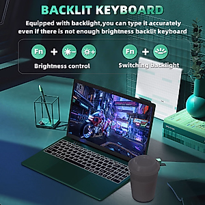 Versatile 16" Green Laptop, Win 11 Pro/Office 2019, Celeron N5105, 16GB RAM, 1TB SSD, FHD IPS Display, Backlit KB, Fingerprint Unlock, USB 3.0, HDMI, Perfect for Work, Play, and Creative Ventures!