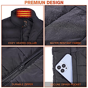 KSFJZF Women Heated Vest with 10000mAh Power Bank - Stand Collar Sleeveless Jacket Winter Coat Heating Vest for Women, 8 Heating Zones, 3 Heating Temperature, 2.5h Auto Shut-off (S)