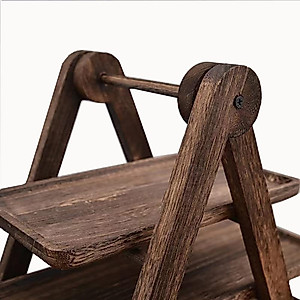 Nynelly Wood Tiered Serving Tray, 3 Tier Serving Stand, Wooden Serving Tray for Entertaining Serving Platter with Collapsible Stand for Picnic Party,Party Serving Trays and Platters