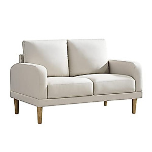 Husbedom 50"(W) Loveseat Sofa, Small Couch Sofas for Small Spaces, Living Room, Bedroom, Straight Arms,Easy,Tool-Free Assembly, Beige
