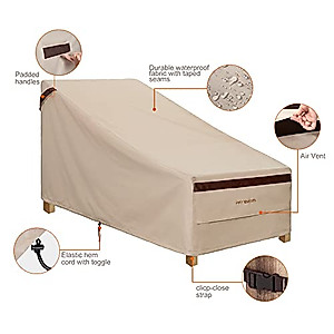 Patio Chaise Lounge Chair Cover Set of 2, Outdoor Lounge Covers Waterproof 80inch Begie Patio 2 Pack Pool Chair Covers Waterproof UV-Resistant Windproof Dustproof