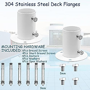 2Pcs Deck Flanges for Above Ground Pool Ladder Steps, Stainless Steel Flange Rod End Holder Deck Anchors Flange Cast, Pool Ladder Anchors Mounting Flanges Replacement Parts for 1.5" Pool Handrails