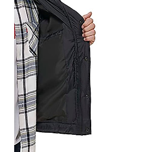 Levi's Men's Performance Hooded Puffer Trucker Jacket (Regular & Big & Tall Sizes), Black Solid, XL