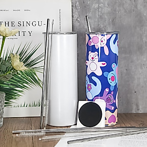 Icesip 50 Pack 20 OZ Sublimation Tumblers Blanks, Bulk 20oz Tumbler Blank for Sublimation Cups with Lids and Straws, Stainless Steel Double Wall Insulated Straight Mugs with Box