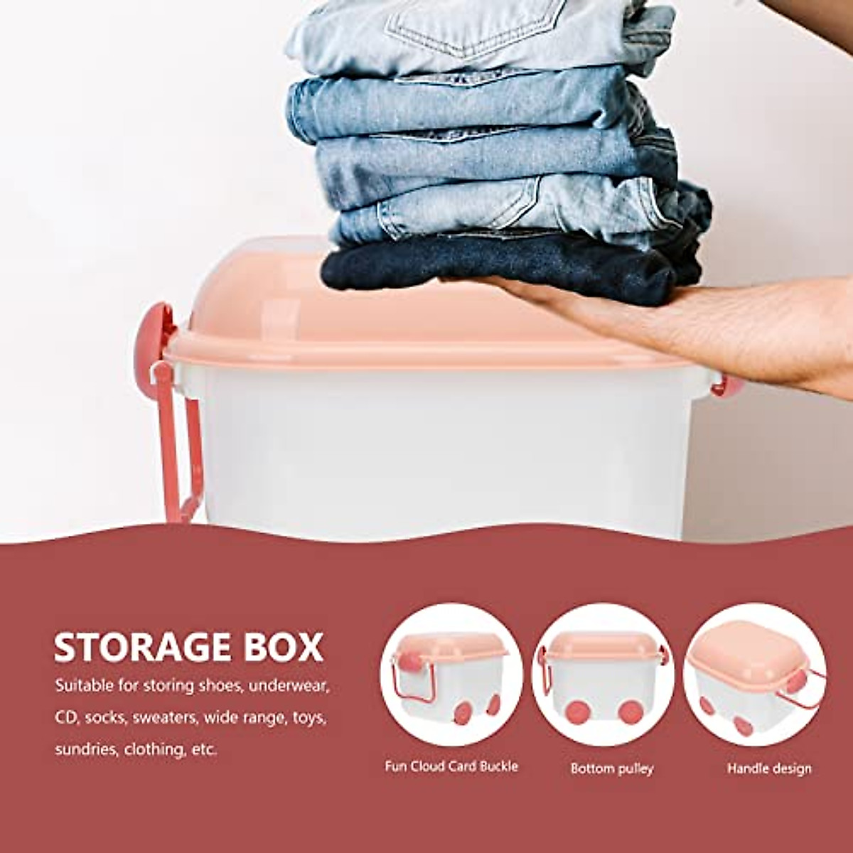 Cabilock Plastic Storage Basket Kids Toy Box rolling storage box toy storage bins storage basket bins with Wheel and Kids Toy Storage Bins