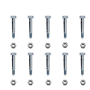 Pro-Parts 10PK Shear Pins and Nuts for Ariens 510015 51001500 Snapper 1-3865 7091550YP