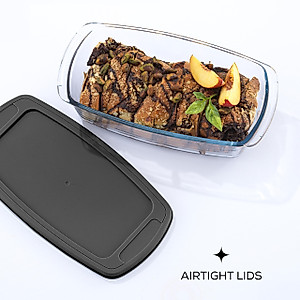 JoyJolt 3pc Loaf Pans for Baking Bread with Lids Baking Set. 1.9 Quart, Large Rectangular Baking Dish With Lid. Oven Pan, Banana Bread Pan, Lasagna Pan Deep with Lid, Bread Saver Container Airtight