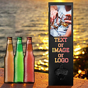 Qingxily Custom Can Cooler Holder Wall Mounted with Bottle Opener Personalized Beer Can Sleeves Storage Organizer Customized Cooler Dispenser with Name for Home Bar