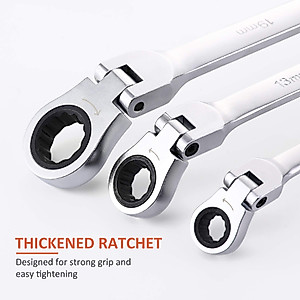 OMT 6-Piece Metric 8mm - 19mm Extra Long Gear Ratcheting Wrench Set XL Extended Handle with Flex Head, 8mm 9mm 10mm 11mm 12mm 13mm 14mm 15mm 16mm 17mm 18mm 19mm - 6pcs & 12 Sizes