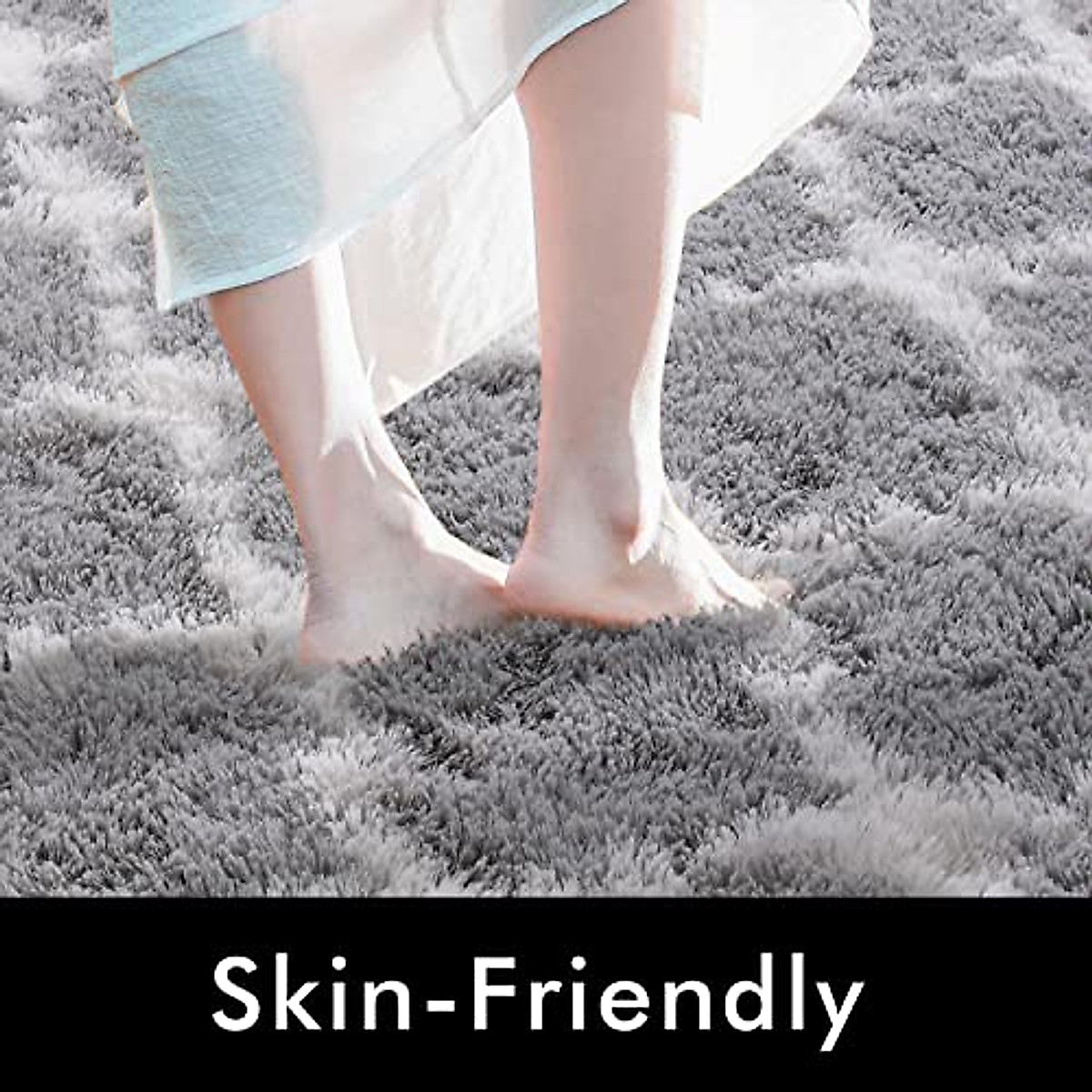 Zareas Soft Geometric Fluffy Rugs for Living Room, 5x8 Feet Area Rug, Shag Grey Rug, Shaggy Bedroom Rug, Plush Rug, Modern Moroccan Fuzzy Rugs for Apartment, Classroom, Home Office, Dorm, Room Decor