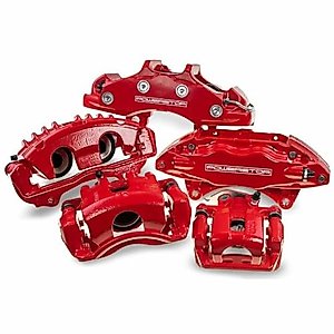 Power Stop Rear S5046EB Pair of High-Temp Red Powder Coated Calipers For Jeep Wrangler 2007-2017, Jeep Wrangler JK 2018 [Model Specific]
